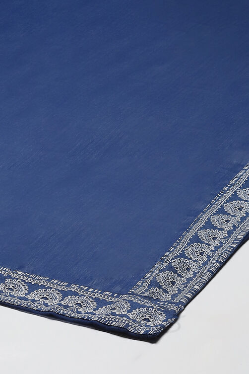 Blue Rayon Gathered Kurta Palazzo Suit Set
