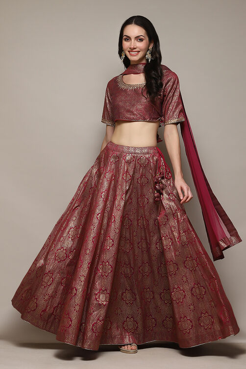 Meganta Poly Dupion Straight Kurta Lehenga Set Blouse, Lehenga, Dupatta ...