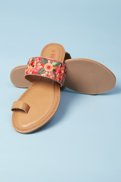 Red PU Ring Toe Sandals