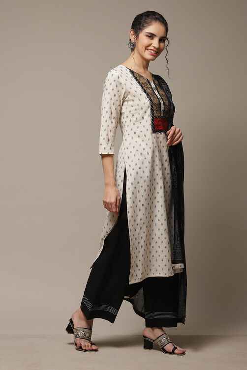 Black Flex Machine Embroidered Unstitched Suit Set