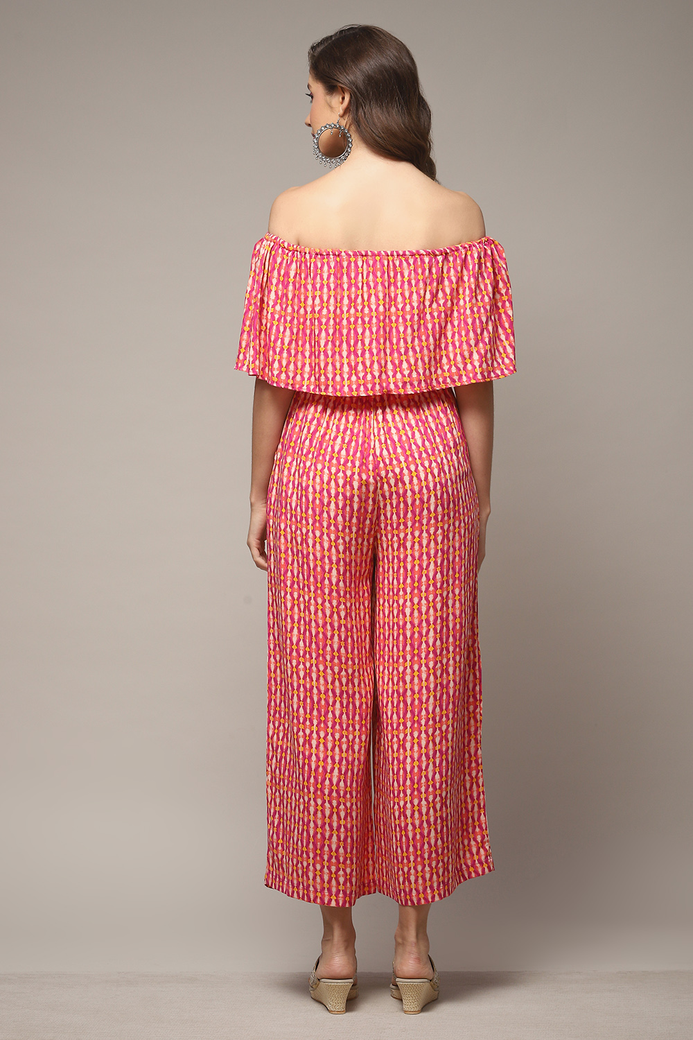 Pink Rayon Printed Jumpsuit Pink Rayon Printed Jumpsuit