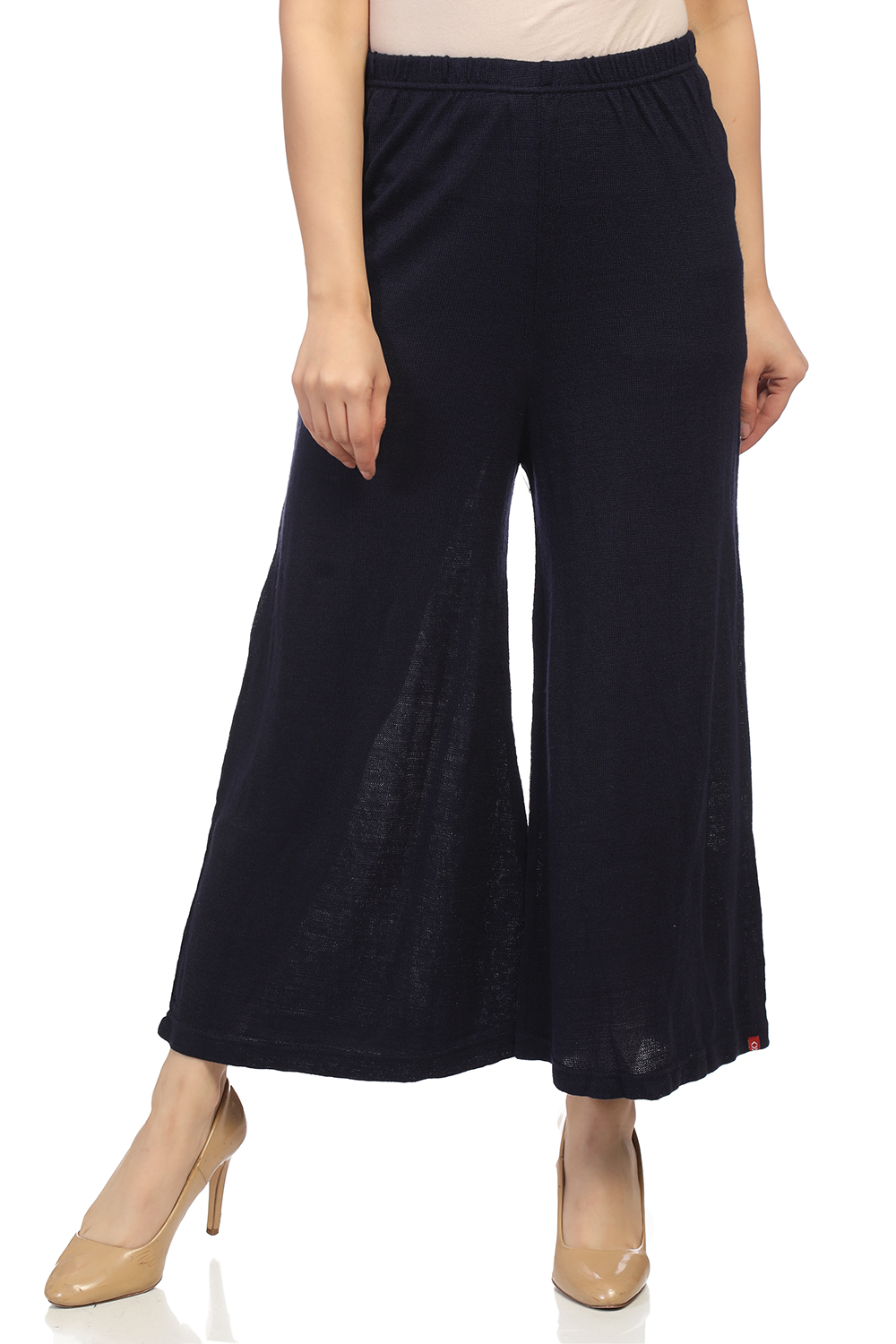 Navy Blue Straight Cotton Palazzo at Biba India