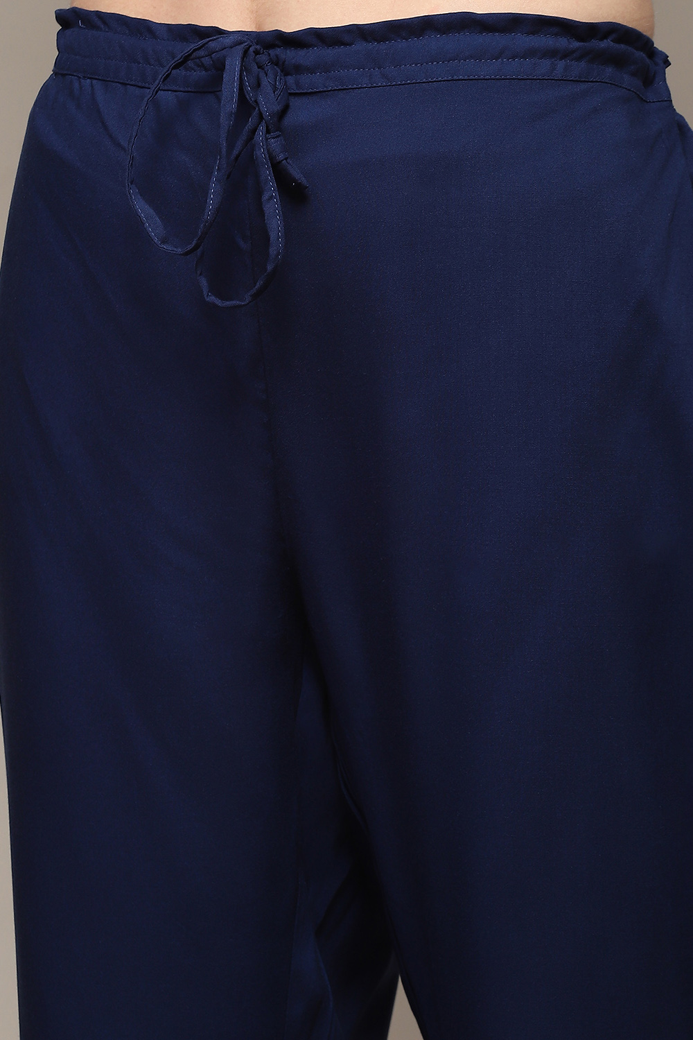 Blue Rayon Gathered Kurta Palazzo Suit Set