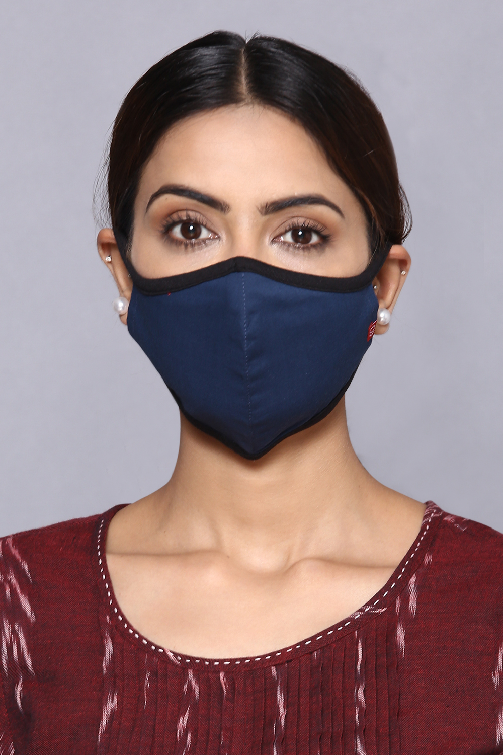 Indigo Cotton Solid Mask at Biba India