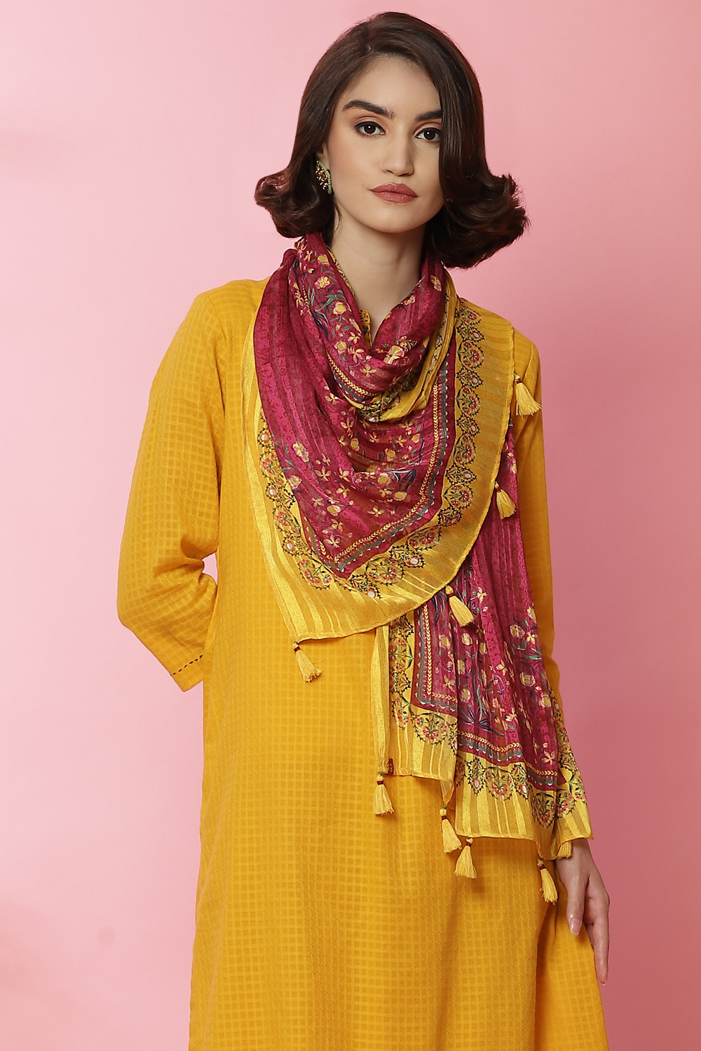 Red Viscose Printed Scarf at Biba India